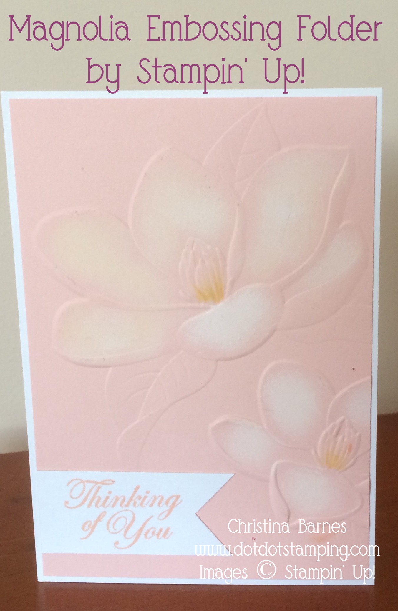 Pink Embossed Magnolia | Dot Dot Stamping Designs